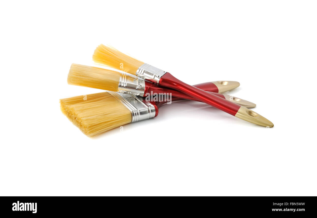 Three clean paint brushes stacked on each other isolated Stock Photo ...
