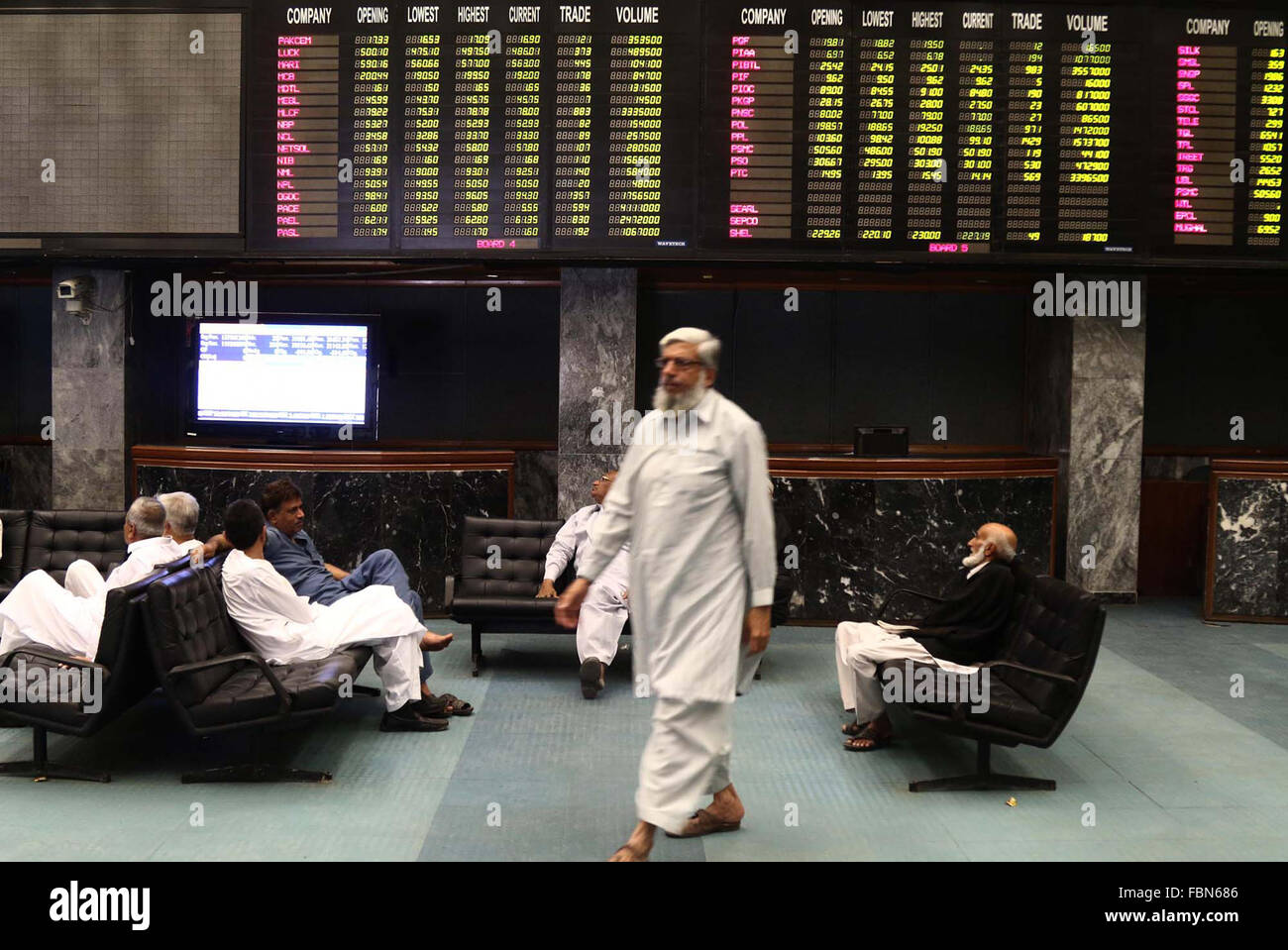 Traders monitoring shares prices during trading at Karachi Stock ...