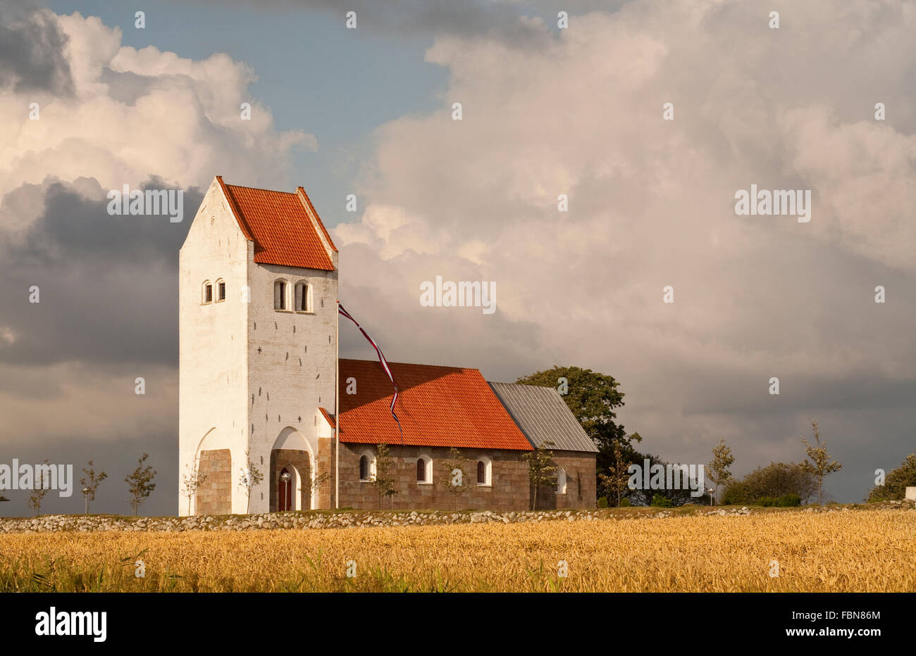 Traditional Danish Church. Churches dot the countryside in Jutland ...