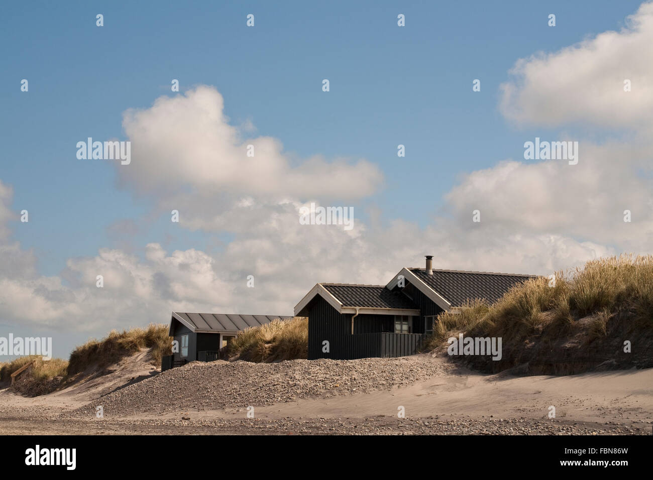Summer Houses in Denmark. Nestled into the sand dunes lies the beach ...