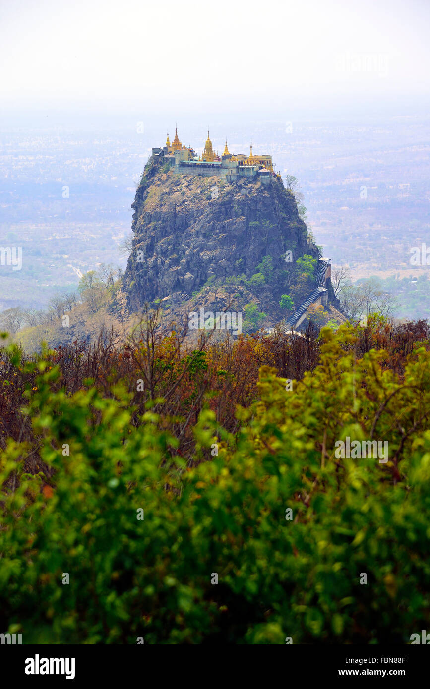 Mount Popa and the Popa Taungkalat monastery, inland near Bagan (Burma ...