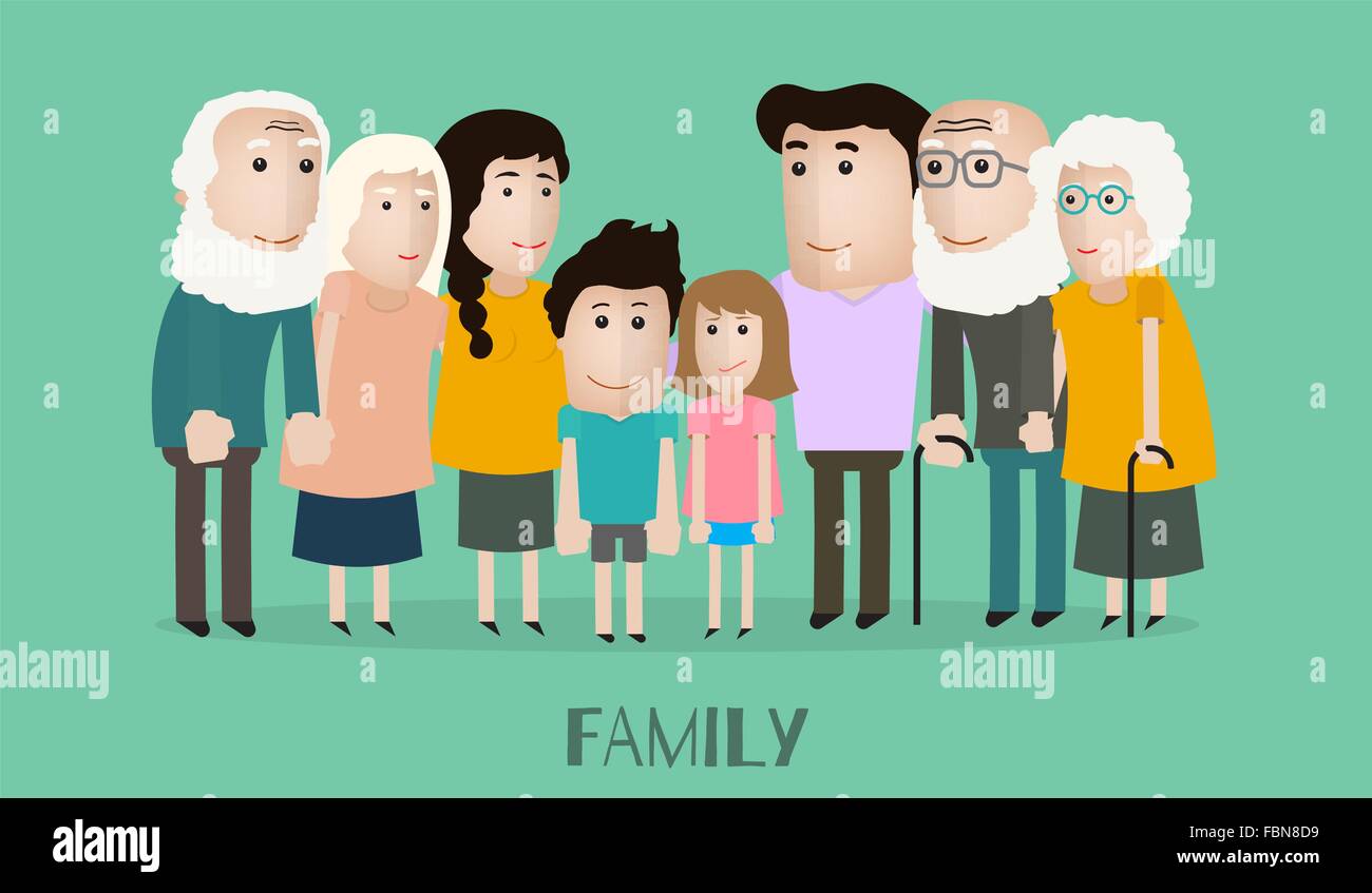 Family group caucasian happy Stock Vector Images - Alamy