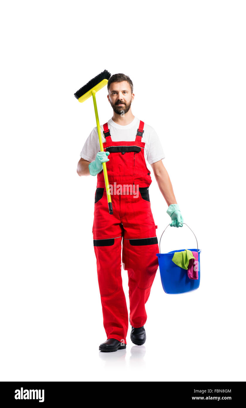 Young handsome cleaner Stock Photo - Alamy