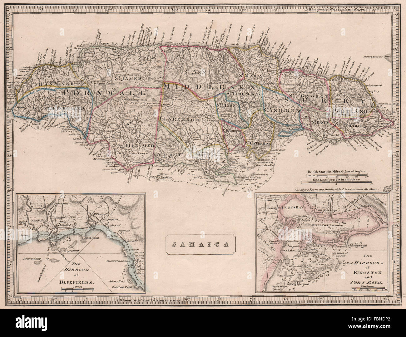 JAMAICA w/ Kingston Port Royal Bluefields Savanna harbour. JOHNSON ...