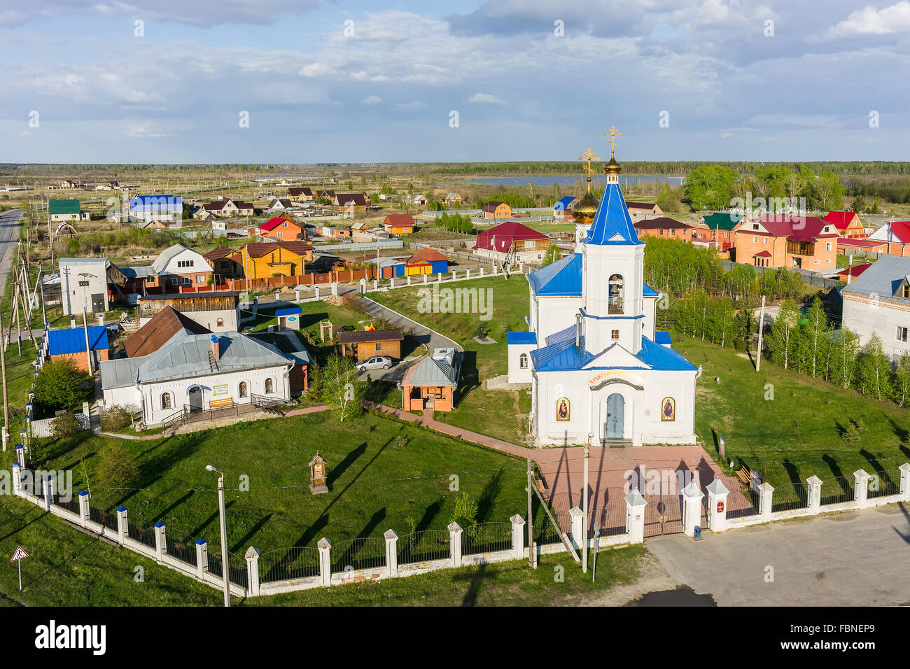 Aerial view on Sacred and Ilyinsky temple. Kilki Stock Photo - Alamy