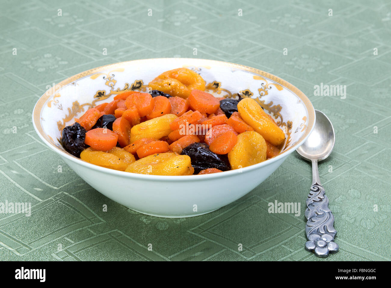 A traditional Ashkenazi Jewish sweet dish, made of carrots, stewed with ...