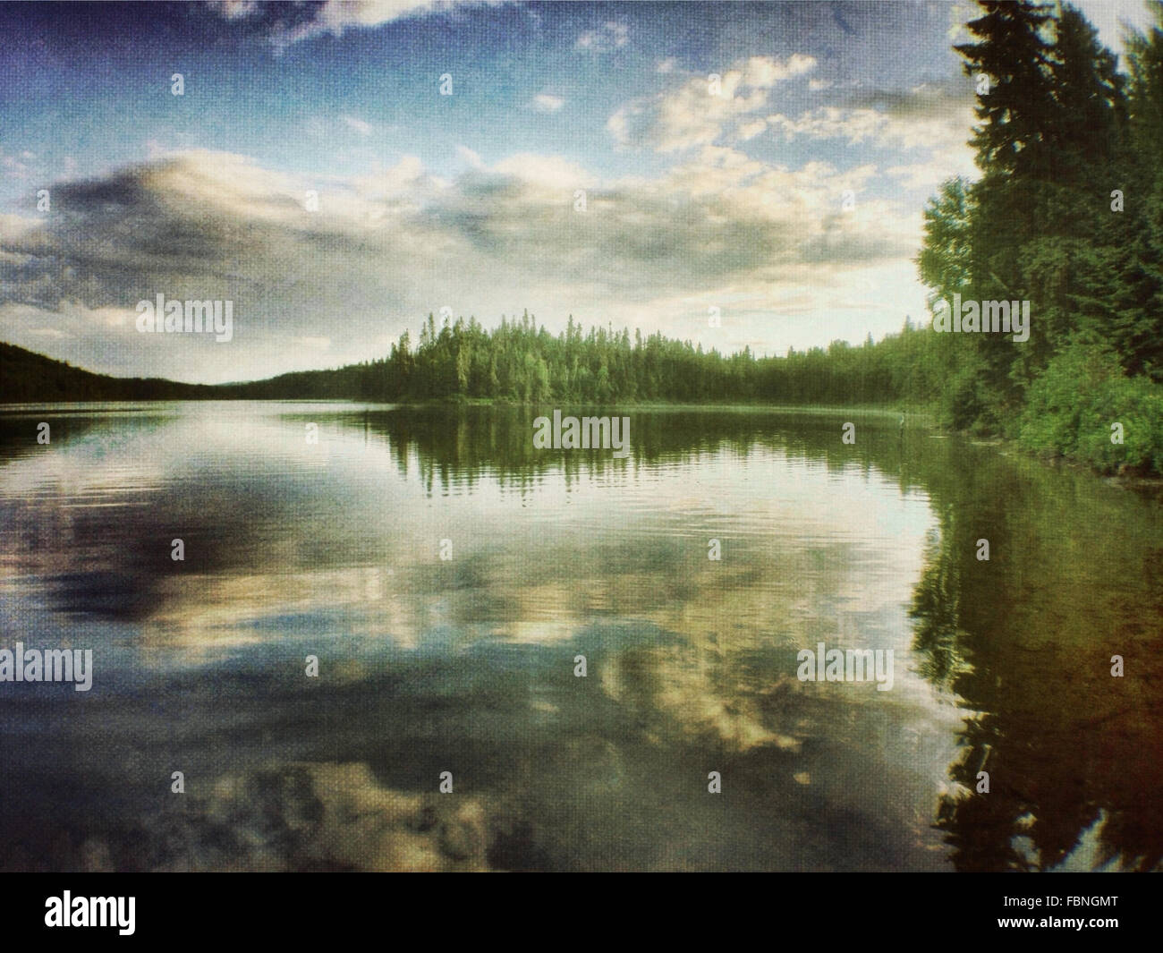 River With Reflection Of Cloudy Sky And Trees Stock Photo - Alamy