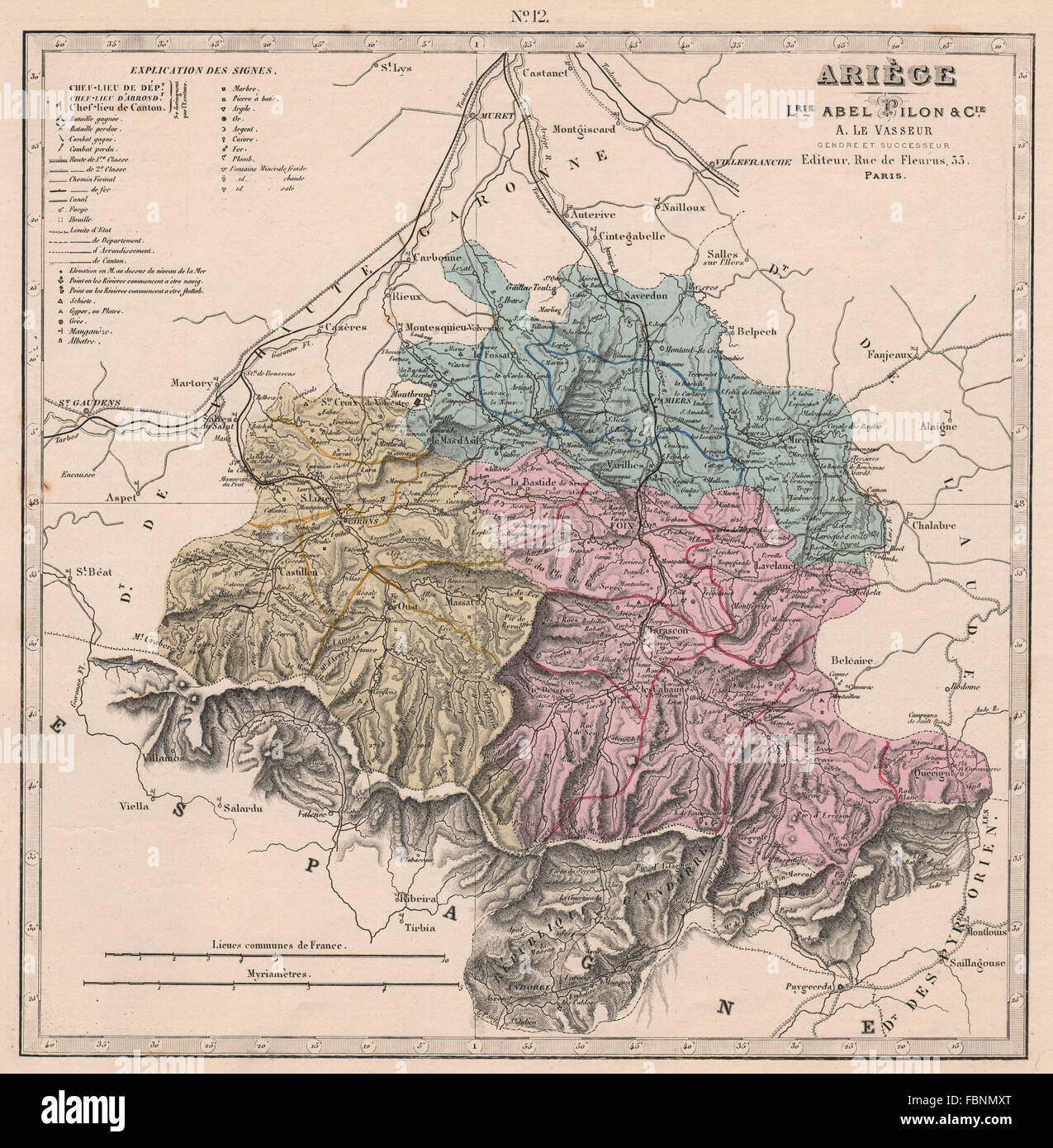 ARIÈGE department. Battlefields/dates, resources & minerals. LE VASSEUR ...