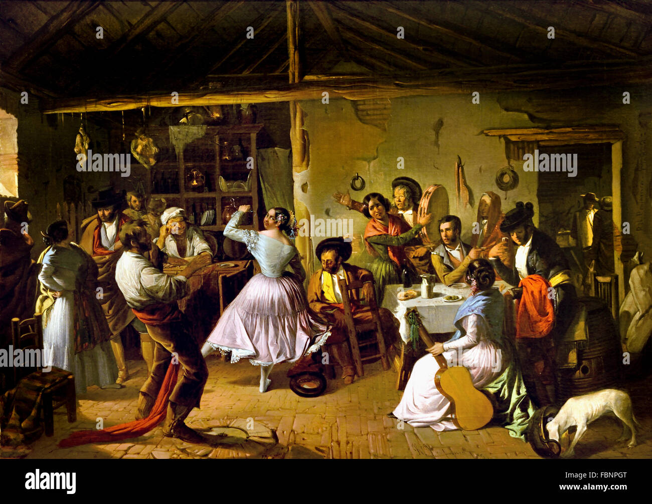 Dance at a Country Inn 1850 Rafael Benjumea Andalusia Spanish Spain ...