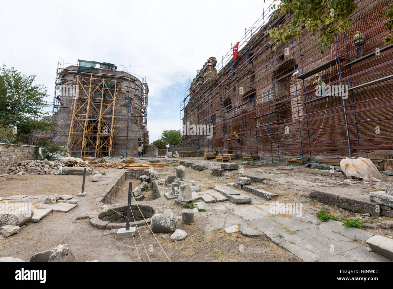 Workers restoring the Red Basilica, also called the Red Hall and Red ...