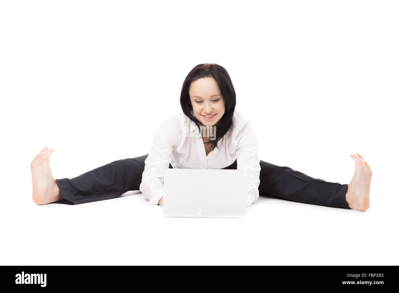 Business, study, healthy lifestyle. Smiling young female office ...