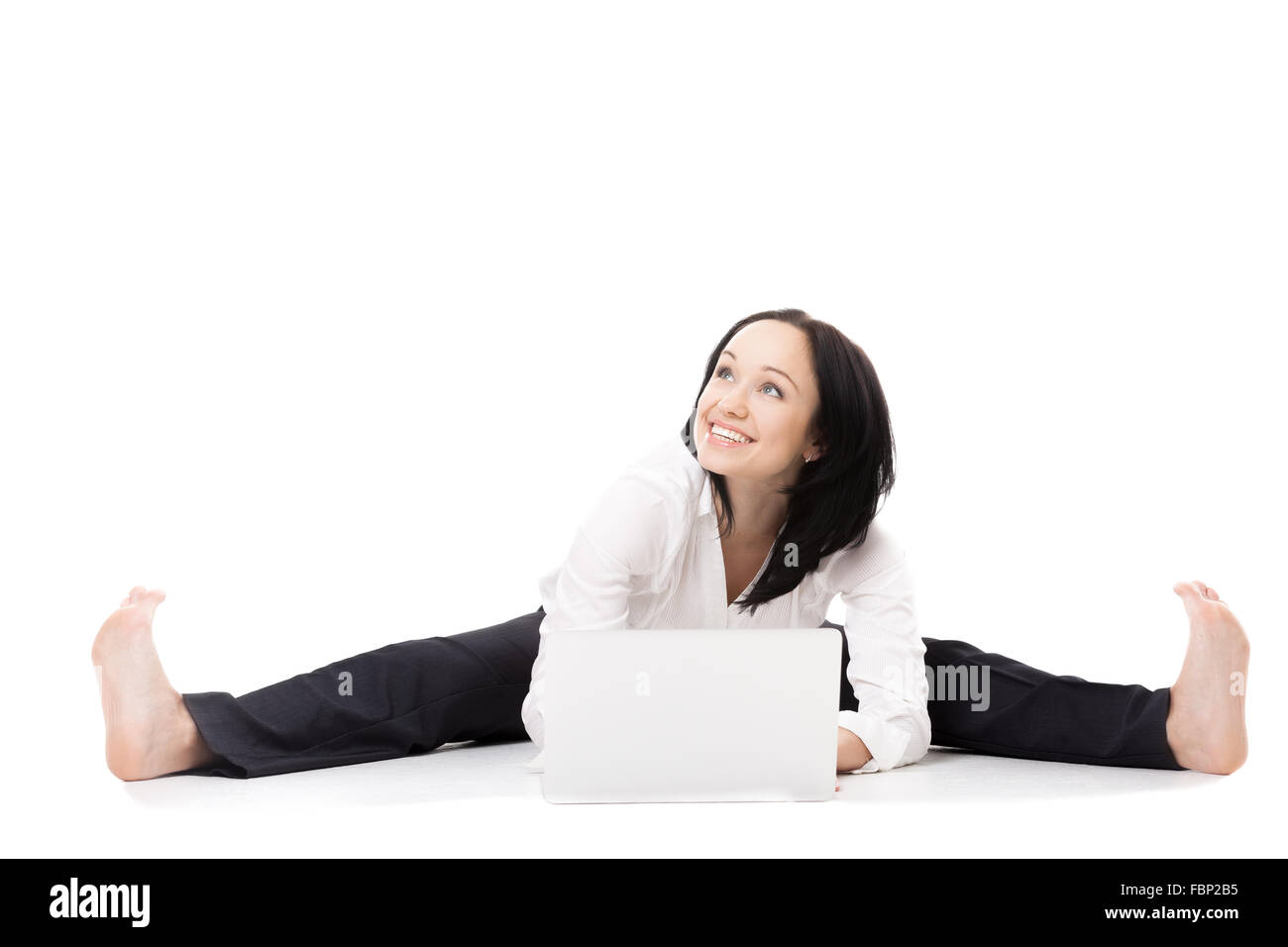 Business, study, healthy lifestyle. Smiling young female office ...