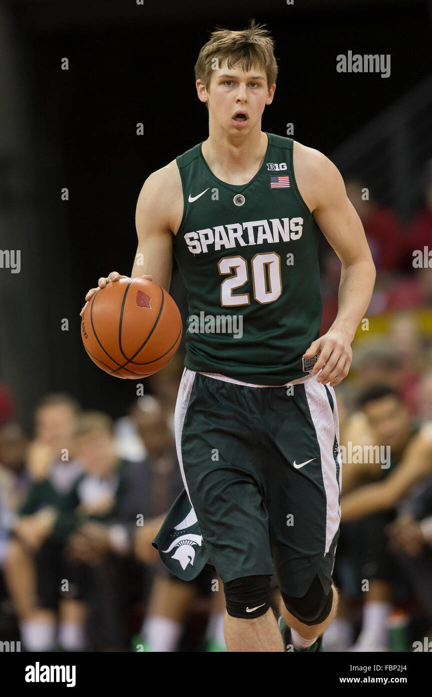 Madison, WI, USA. 17th Jan, 2016. Michigan State Spartans guard Matt ...