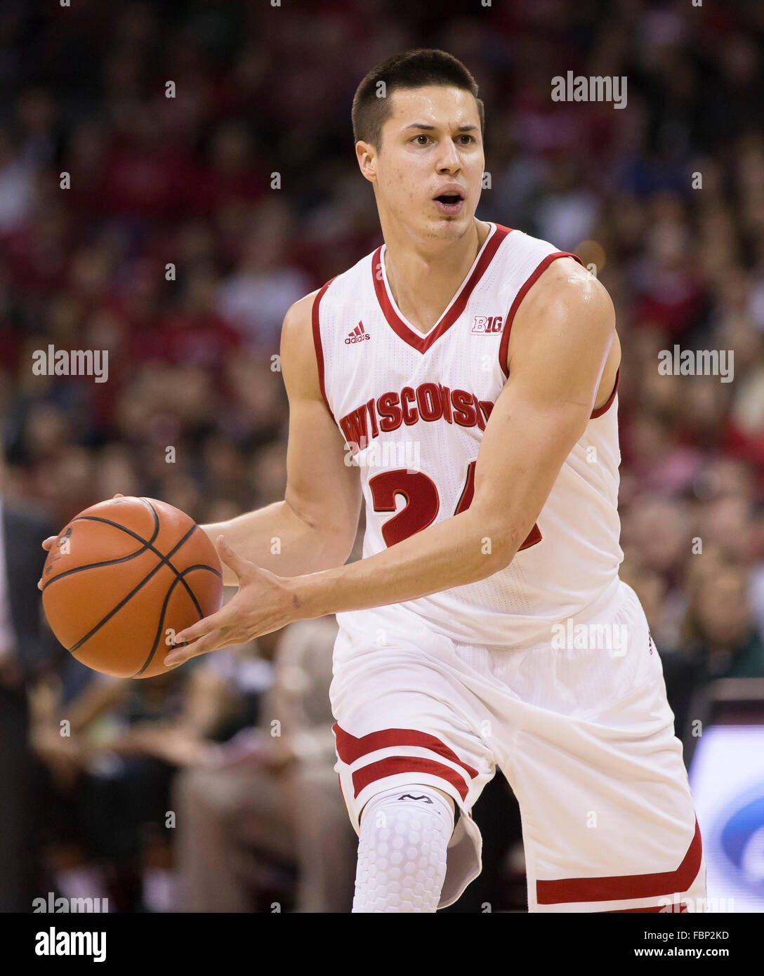 Madison, WI, USA. 17th Jan, 2016. Wisconsin Badgers guard Bronson ...