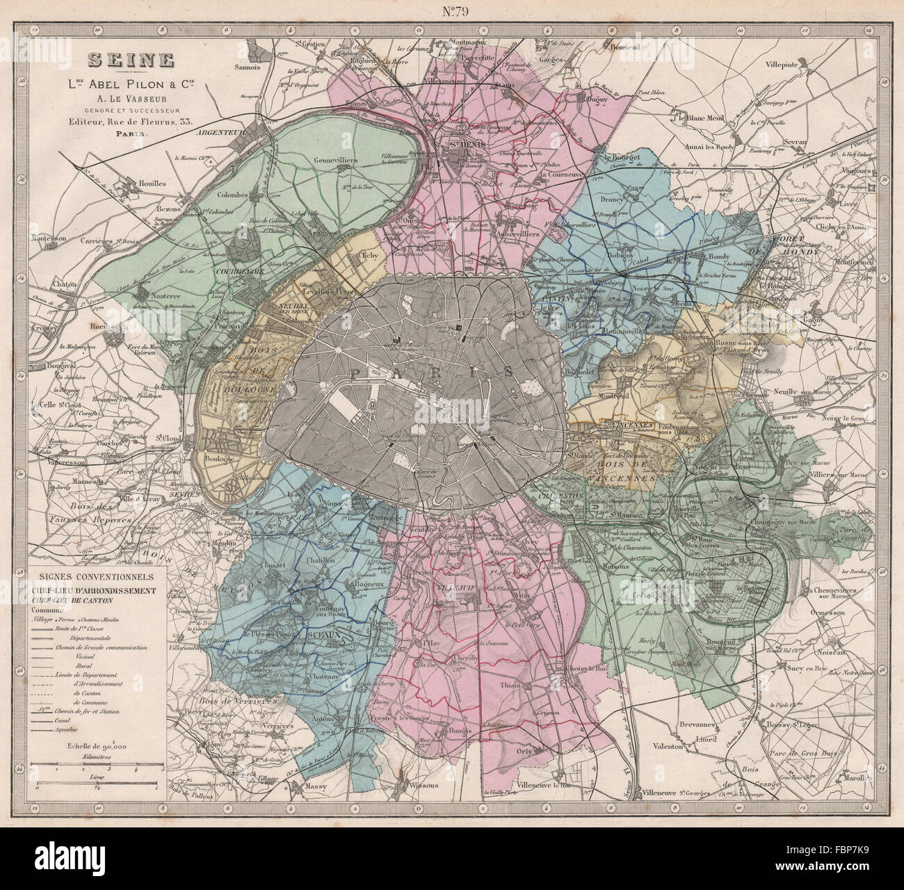 SEINE France department showing resources & minerals. LE VASSEUR, 1876 ...