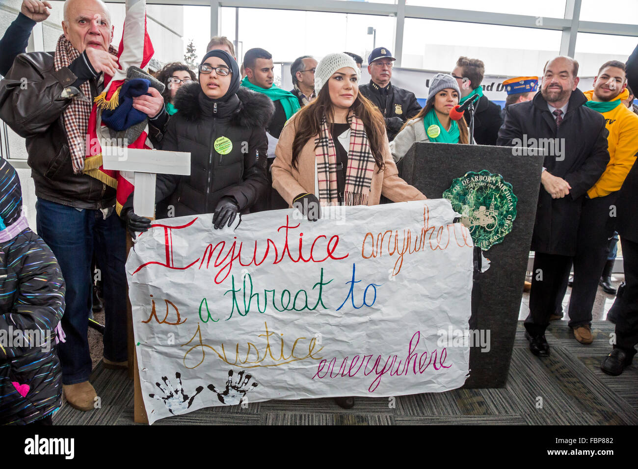 Dearborn, Michigan, USA. 18th January, 2016. Led by local high school ...