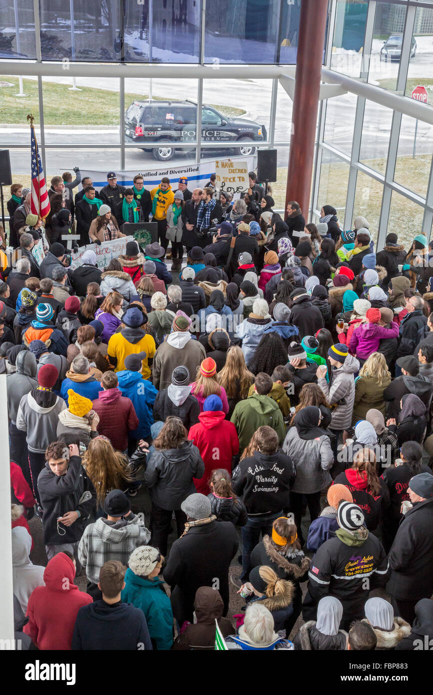 Dearborn, Michigan, USA. 18th January, 2016. Led by local high school ...