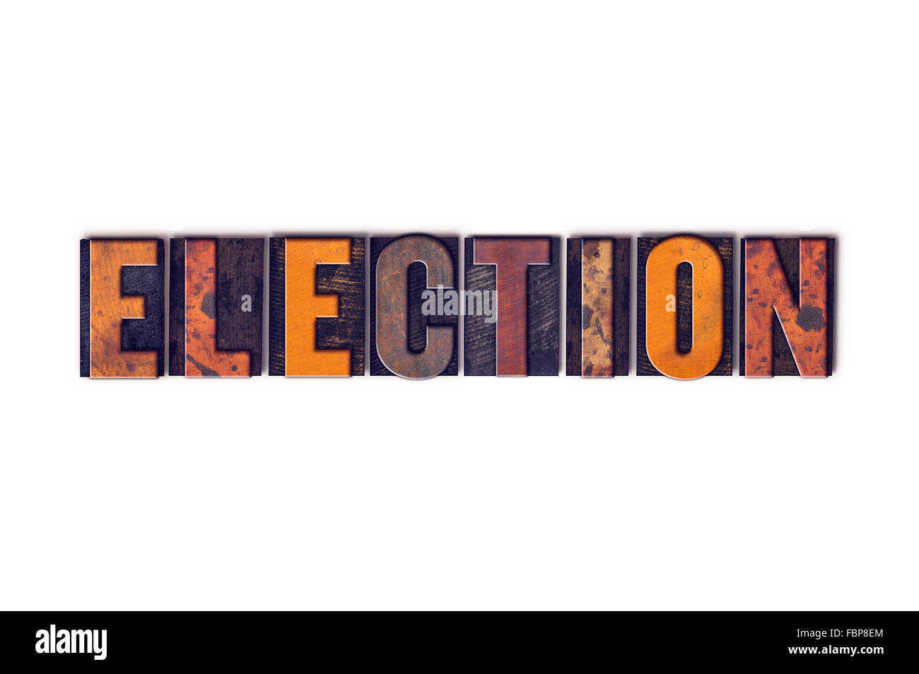 The word "Election" written in isolated vintage wooden letterpress type ...
