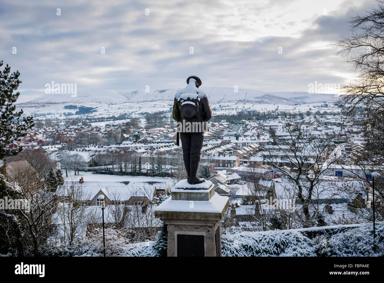 Clitheroe Castle war memorial during winter, Lancashire, UK Stock Photo ...