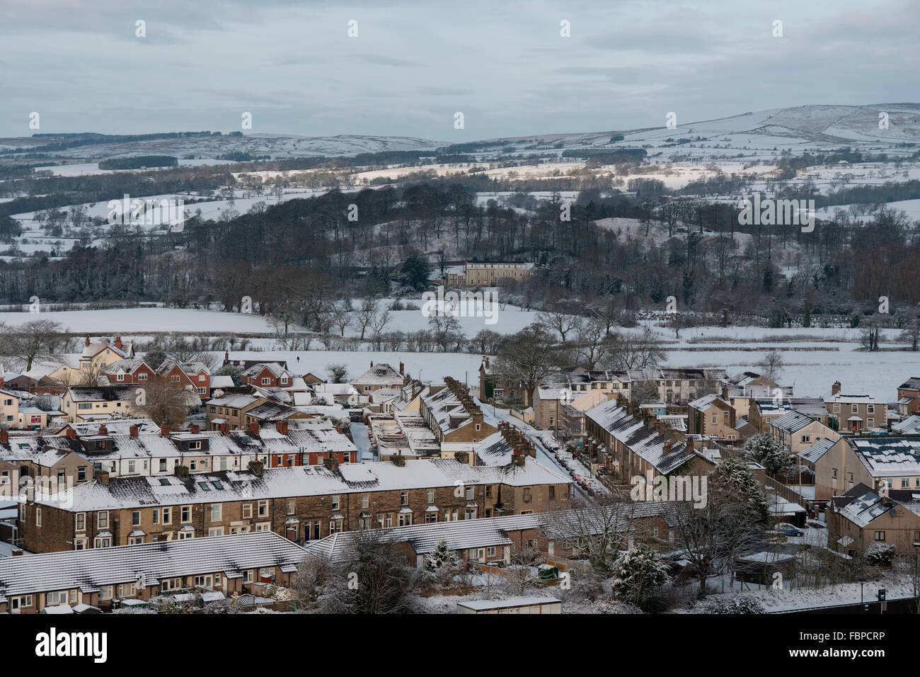 Winter scene looking out over Clitheroe, Lancashire, UK Stock Photo - Alamy