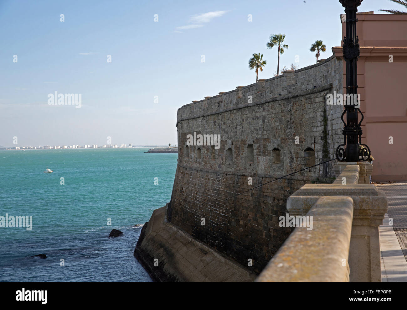 Castle of San Sebastián wall in Cadiz Spain Stock Photo - Alamy