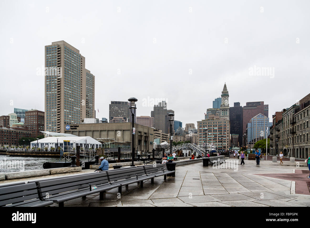 Tourists on Walk Along Boston Waterfront Stock Photo - Alamy