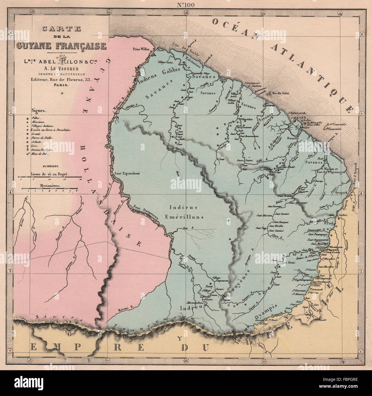 GUYANE FRANÇAISE. French Guiana. Missions. Indian villages. LE VASSEUR ...