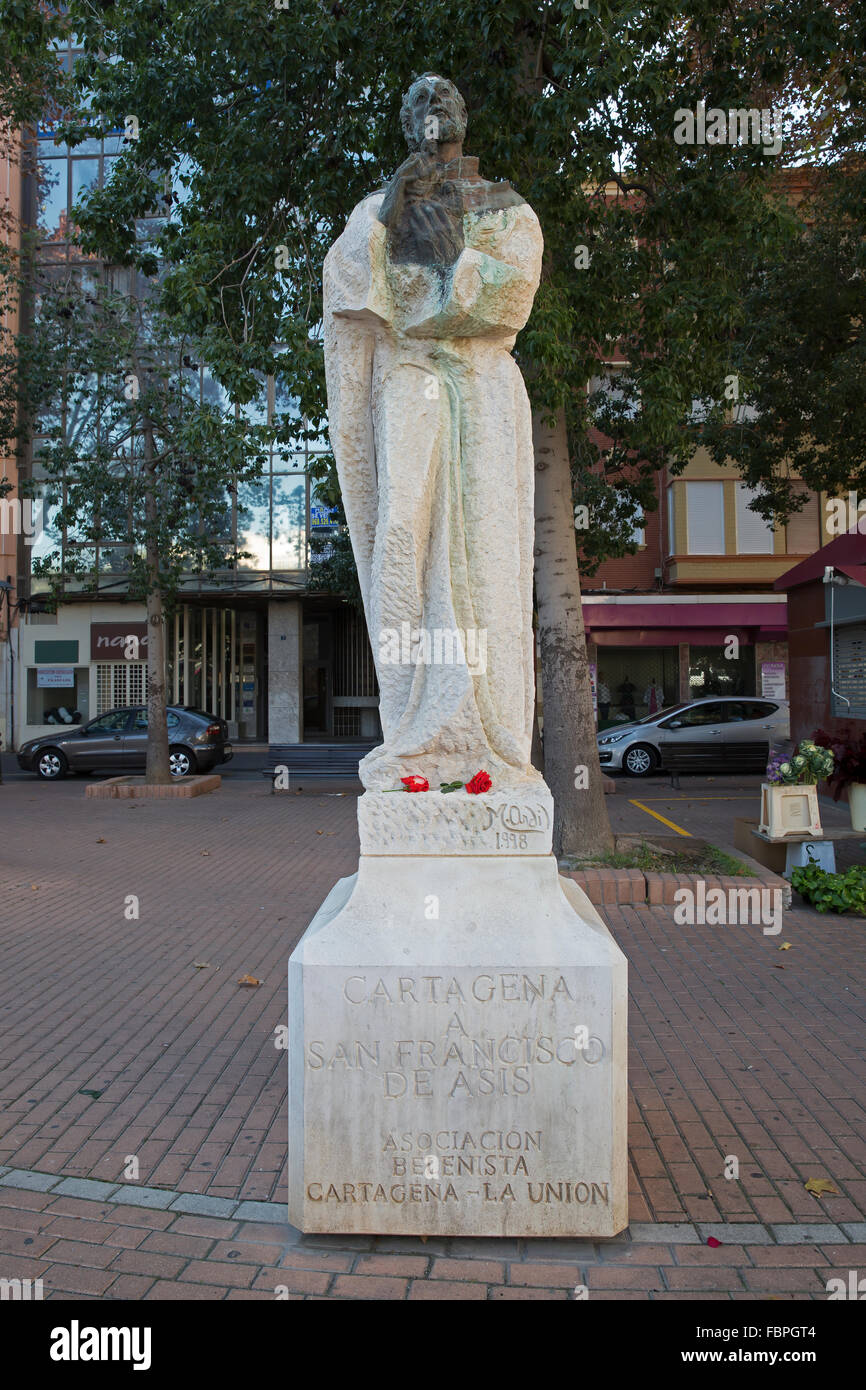 Francis of Assisi statue in Cartagena Spain Stock Photo - Alamy