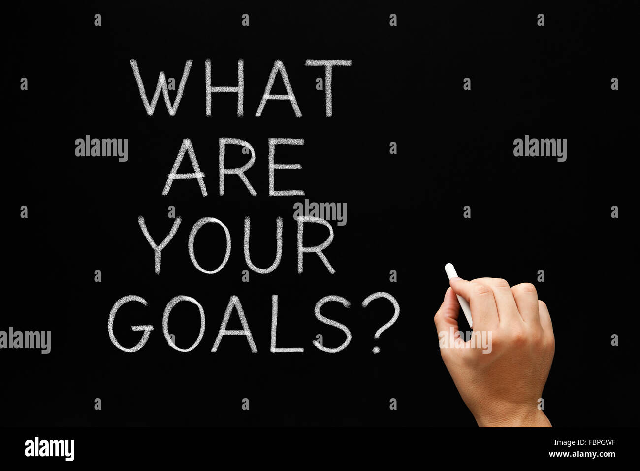 Hand writing What Are Your Goals with white chalk on blackboard Stock ...