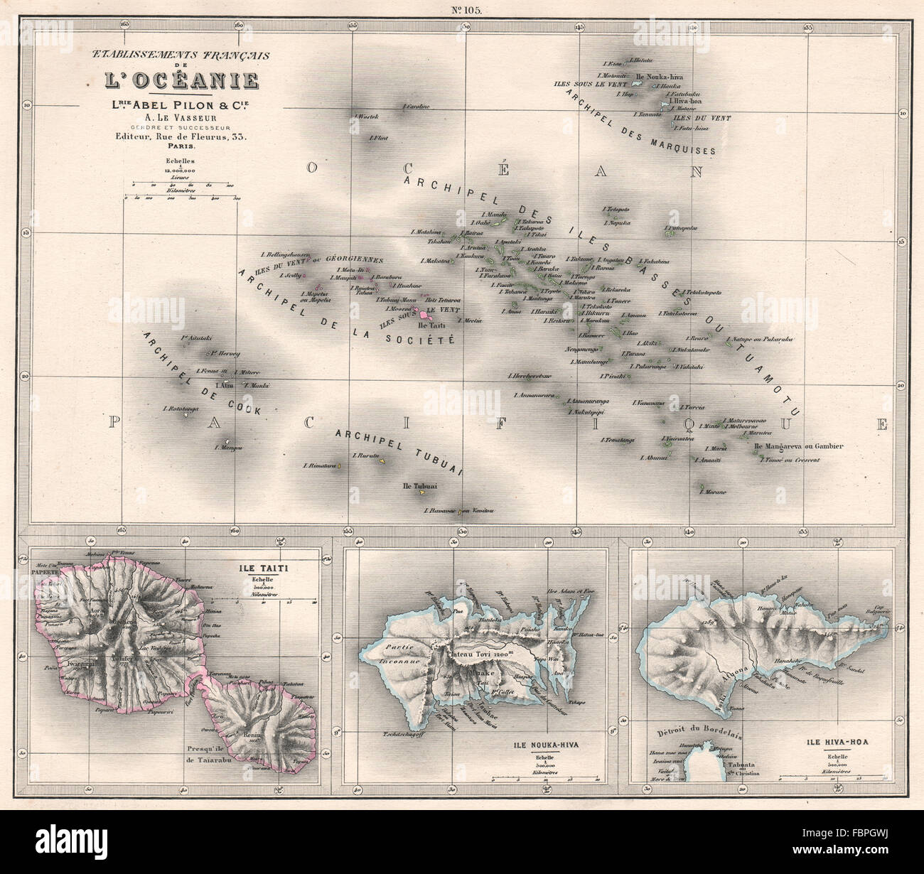 Polynesie francaise map hi-res stock photography and images - Alamy