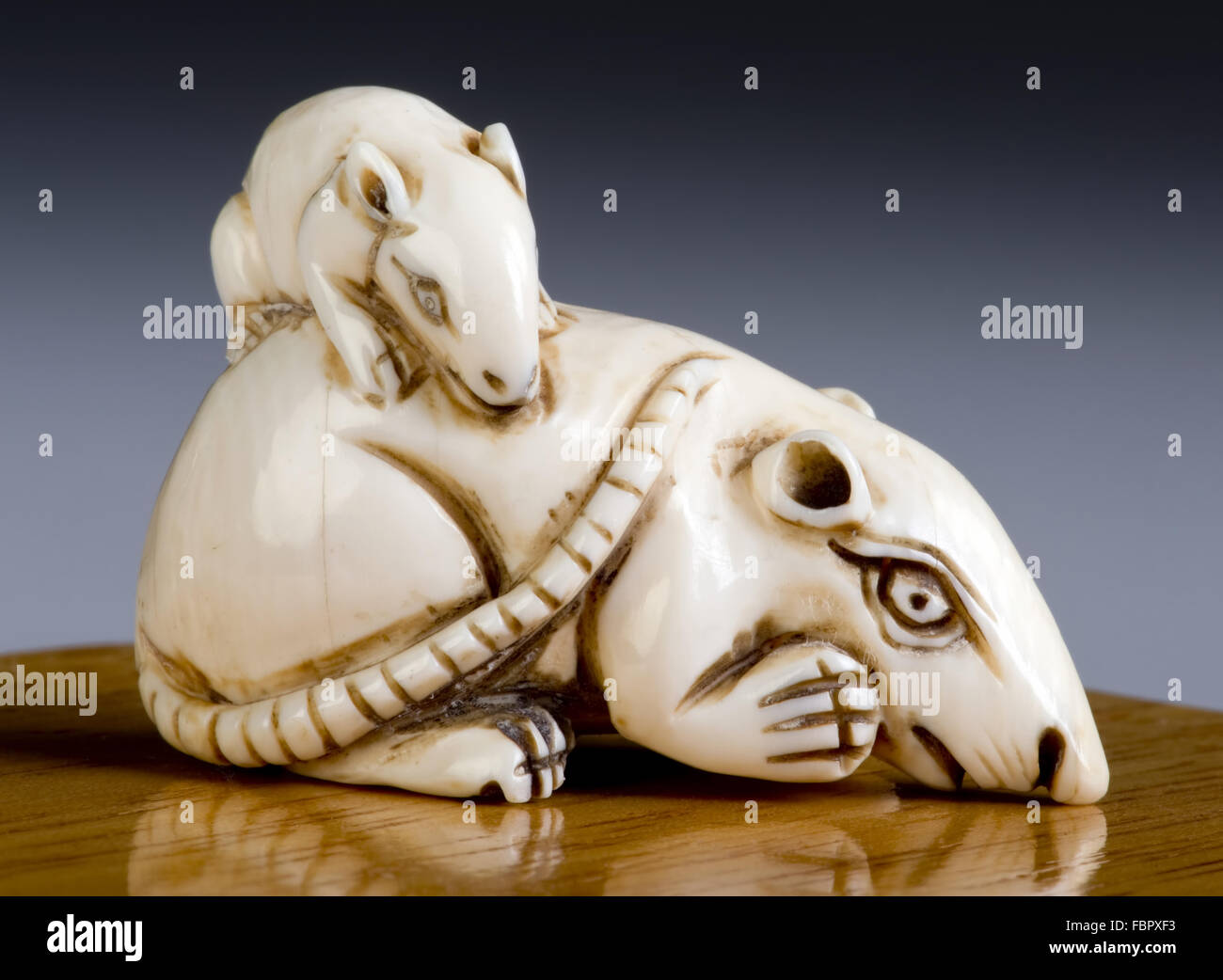 Antique ivory Japanese rat netsuke made in the 1800's Stock Photo - Alamy