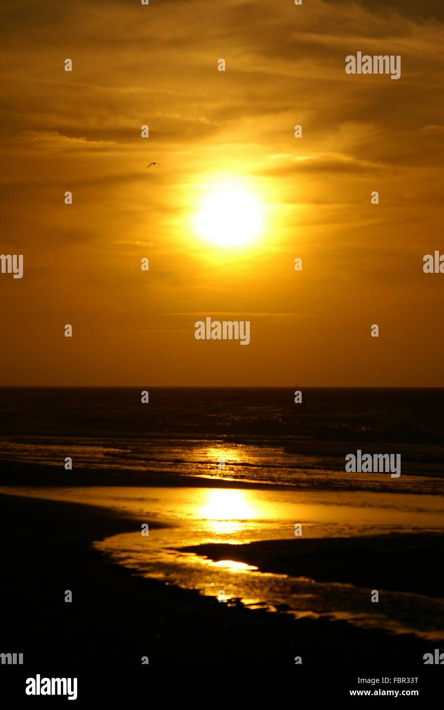 Reflection Of Sun In Sea At Sunset Stock Photo - Alamy