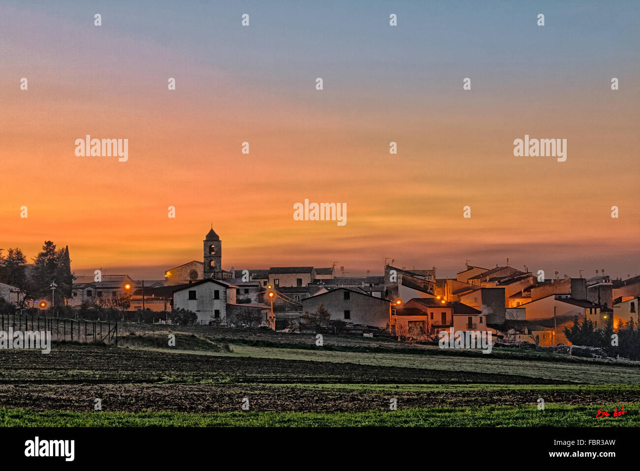 village at light of sunset Stock Photo - Alamy