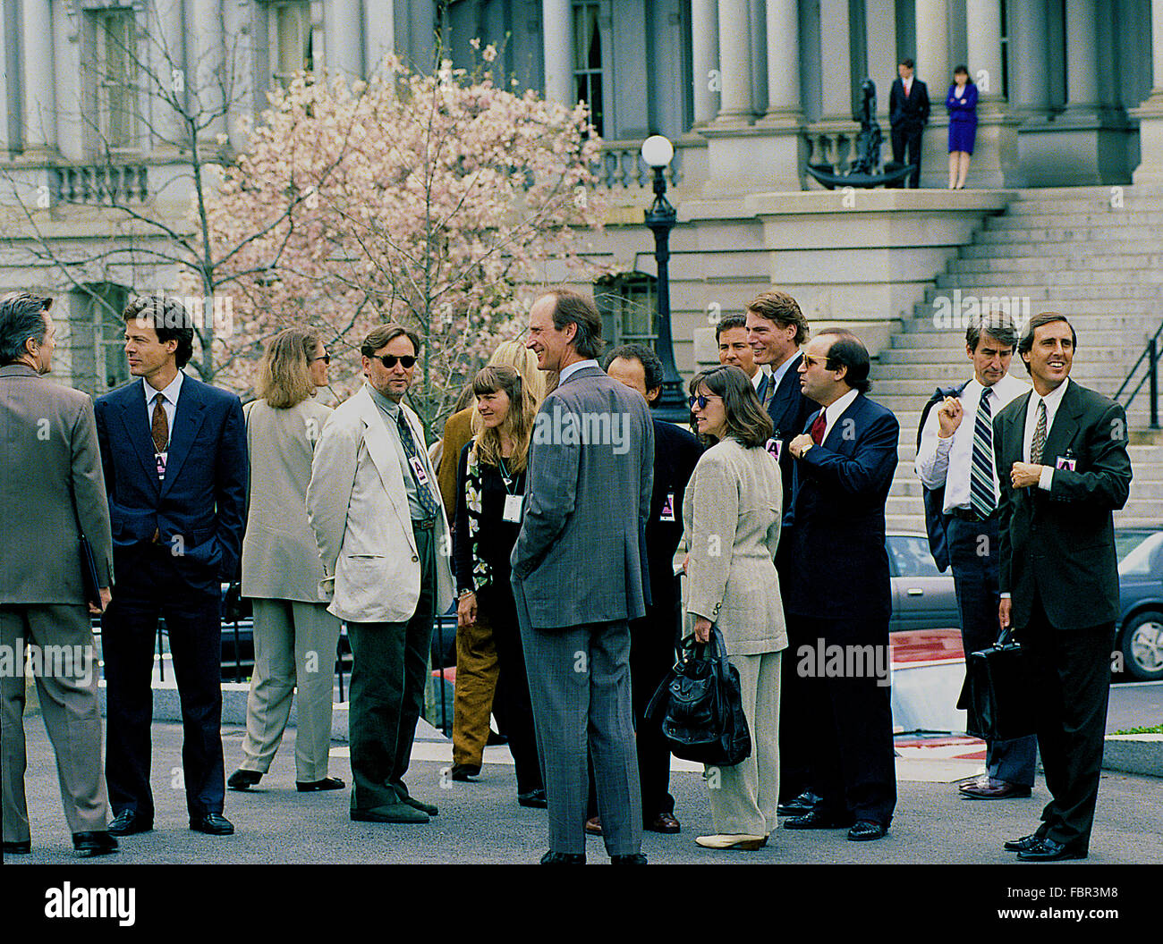 Washington, DC., USA, 1993 Hollywood actors wait outside the White ...