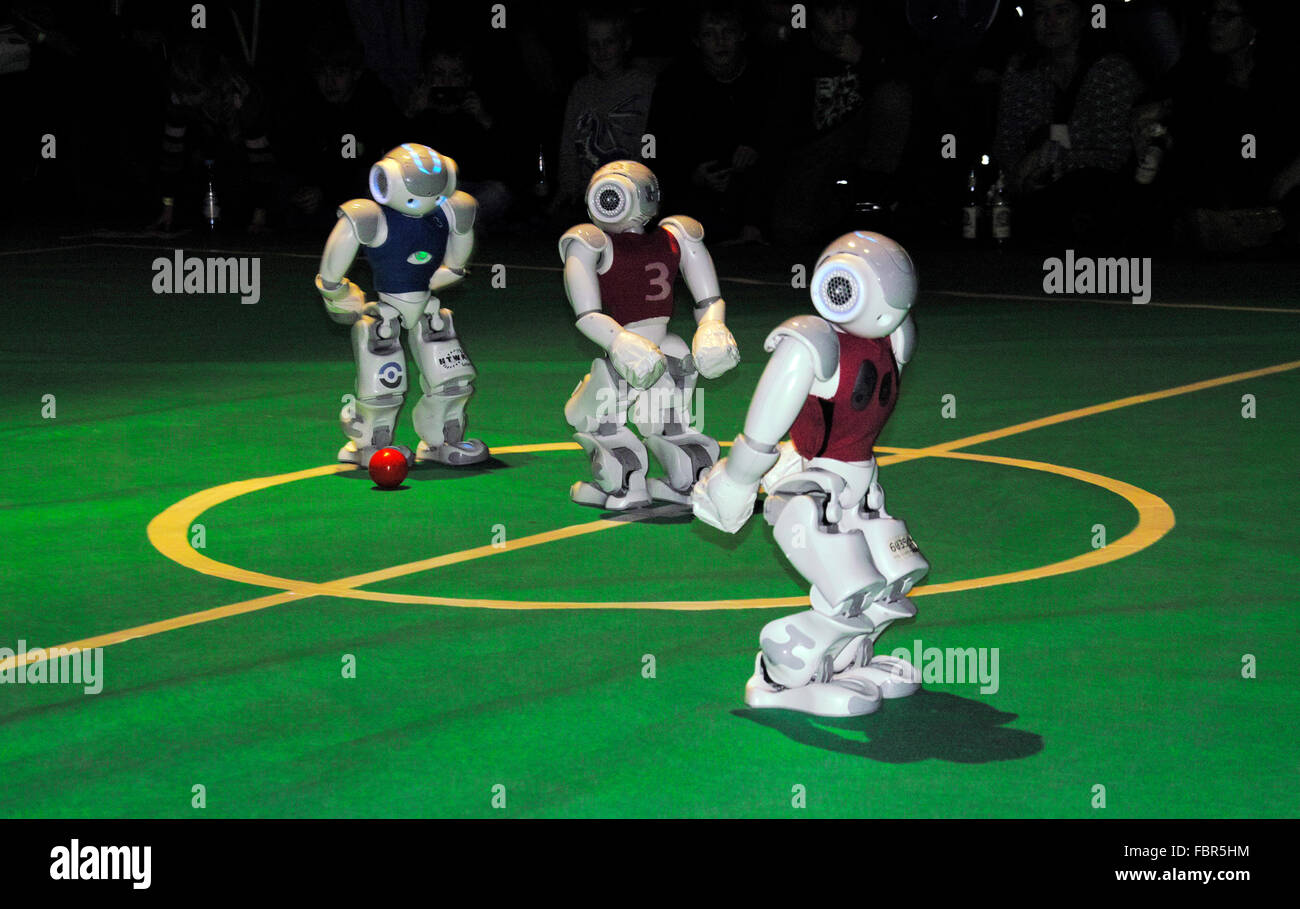 Robots playing football Stock Photo - Alamy