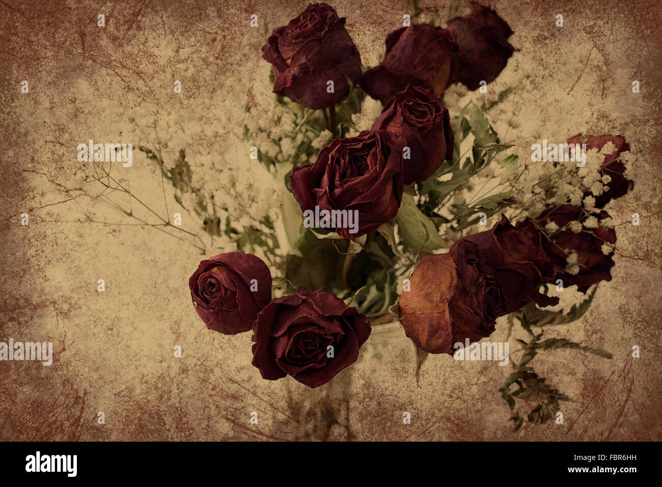 Bouquet of dried red roses Stock Photo - Alamy