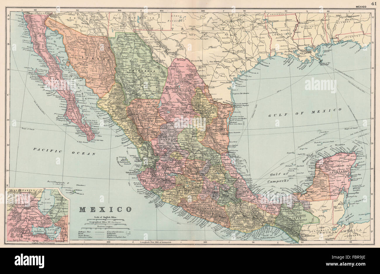 20th century mexico map hi-res stock photography and images - Alamy