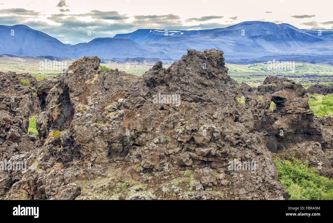 North Iceland, Iceland. 1st Aug, 2015. The giant jagged volcanic lava ...
