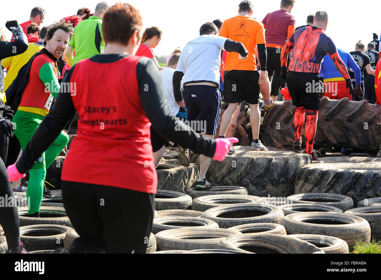 Runners at obstacle course race, UK Stock Photo - Alamy