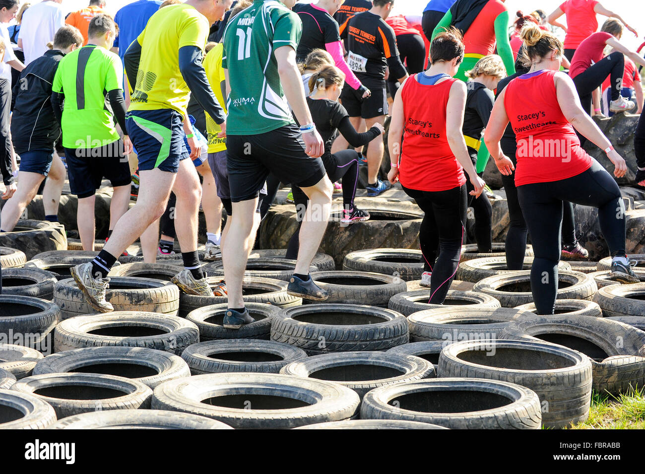 Runners at obstacle course race, UK Stock Photo - Alamy