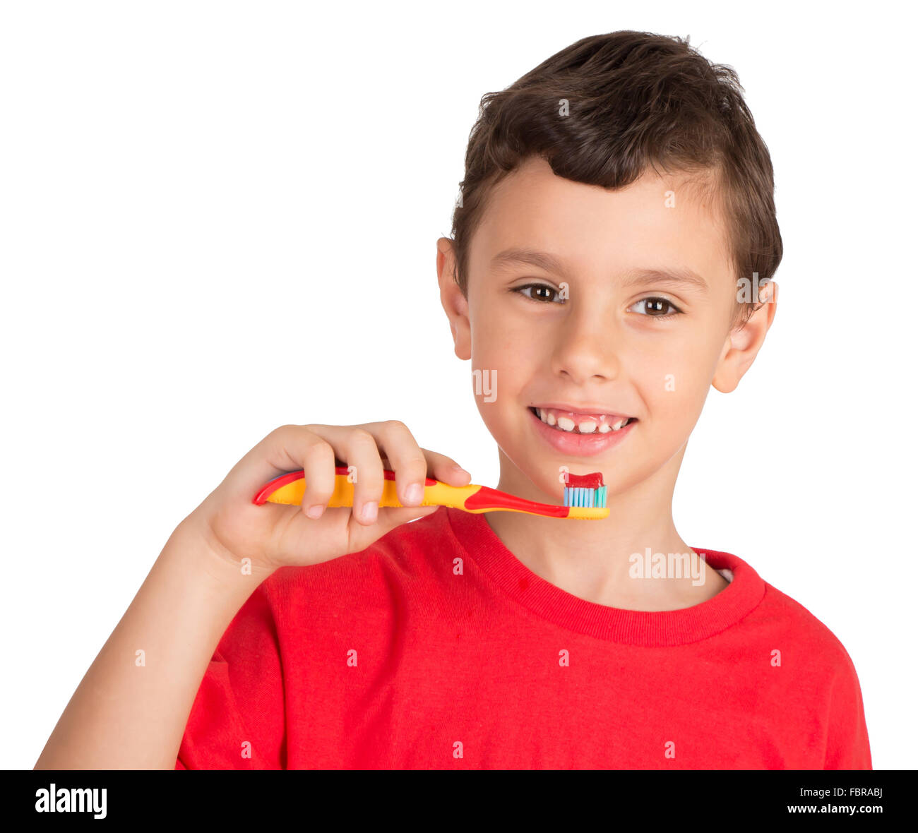 Young boy ready to brush his teeth Stock Photo - Alamy