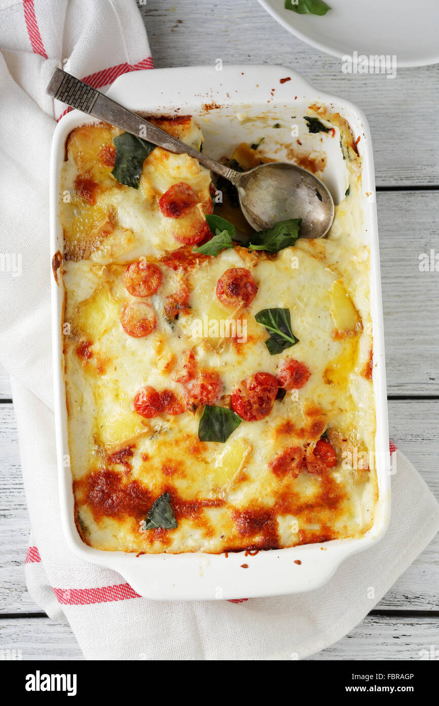 lasagna with cheese and spinach, top view Stock Photo - Alamy