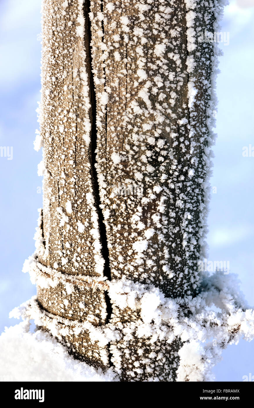 Frost covered fence post on an Idaho farm Stock Photo - Alamy