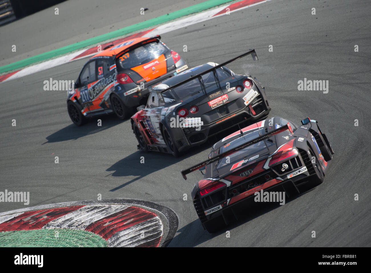 GT3 cars racing during the final day of the Hankook 24H Dubai Endurance ...
