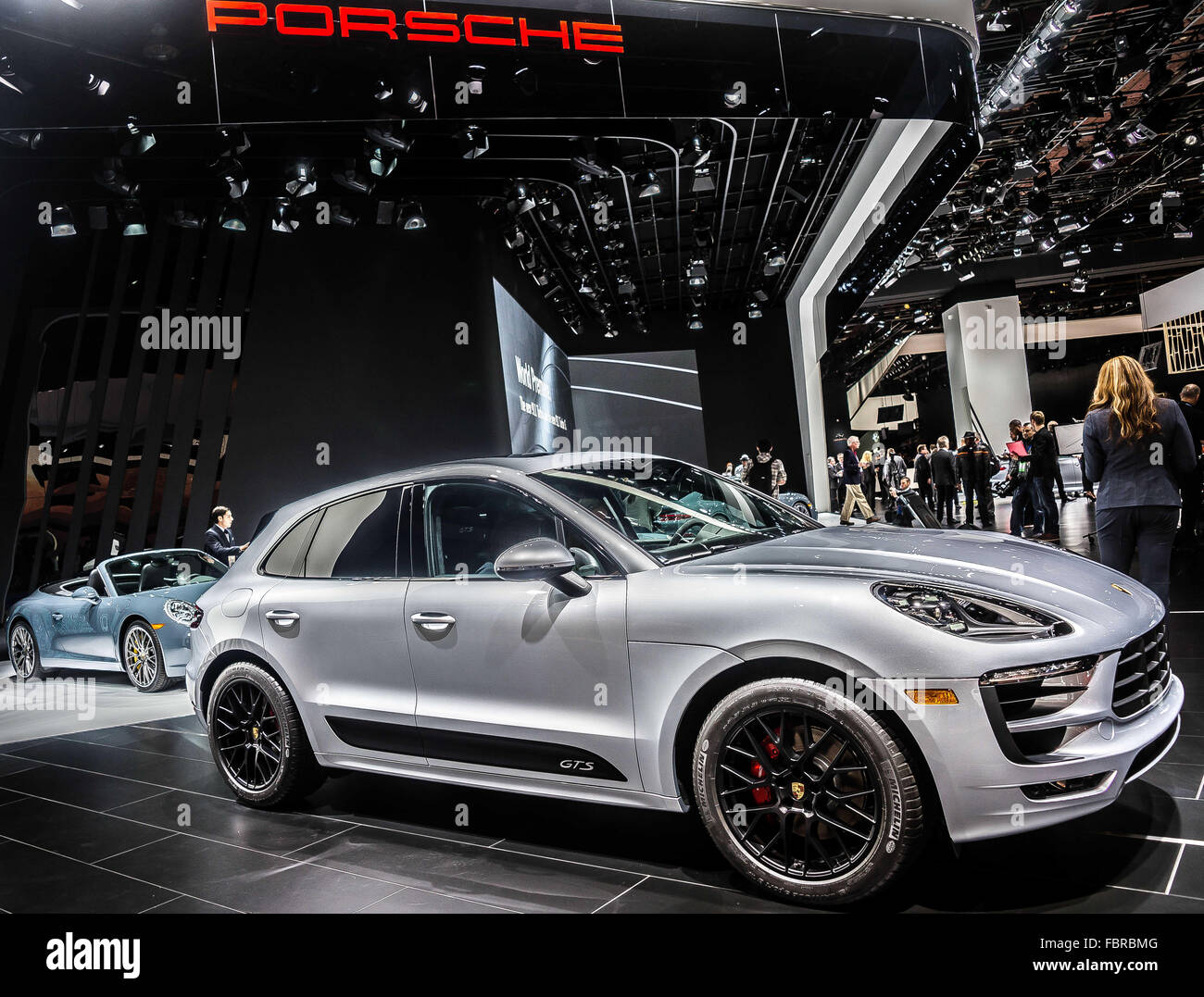 Detroit, MI, USA. 11th Jan, 2016. A Porsche GTS dazzles at Detroit's ...