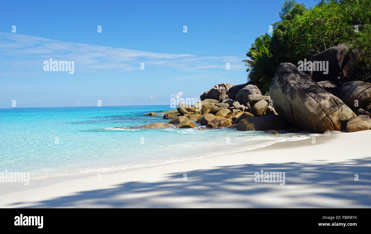 natural tropical beach on praslin island Stock Photo - Alamy