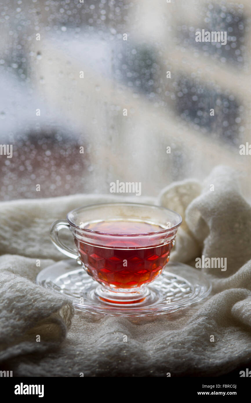 Tea in a rainy window Stock Photo - Alamy
