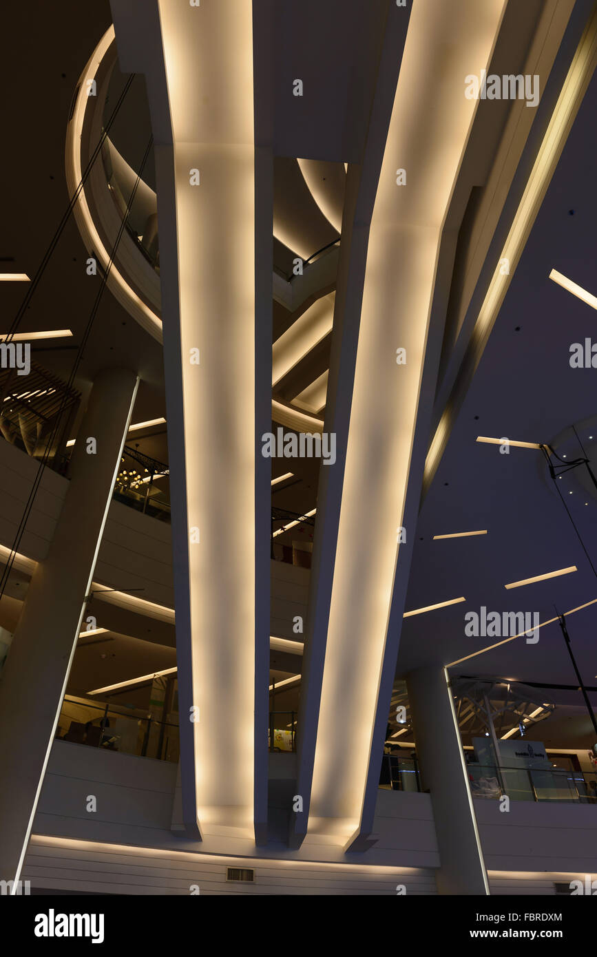 light lines, light at the bottom of escalators, abstract dark tone ...