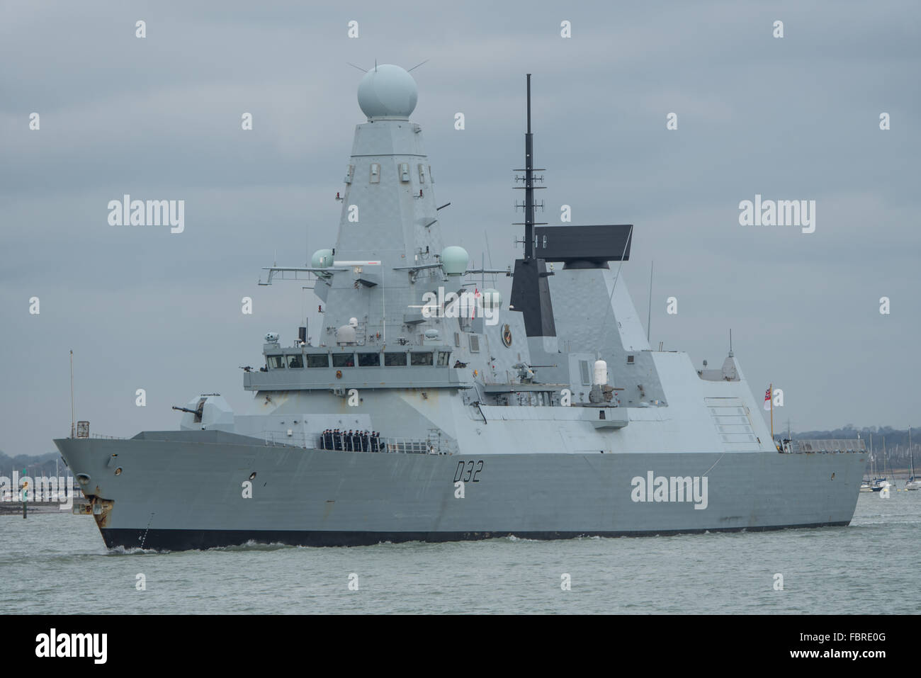 The British Royal Navy Type 45 Destroyer HMS Daring (D32) departing ...