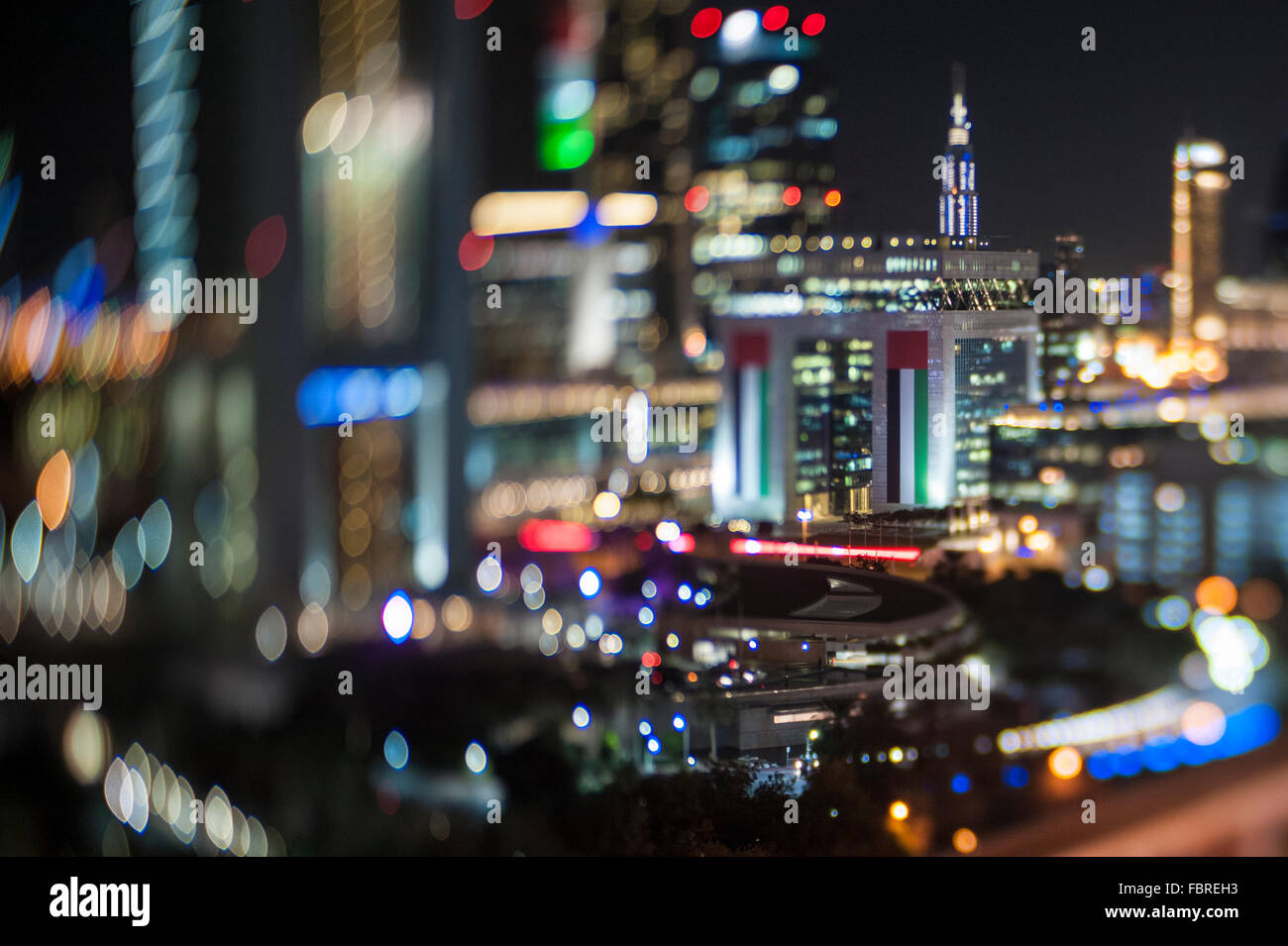 Aerial view of Emirates Towers and Dubai Financial Center, Dubai United ...